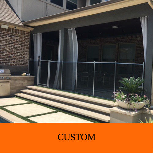 link - Custom greyblack removable mesh fence installed across a patio ...